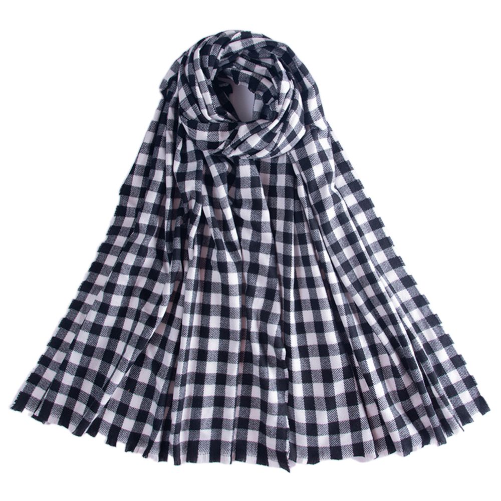 Chales de punto a cuadros para mujer y niña, bufandas largas coreanas ...